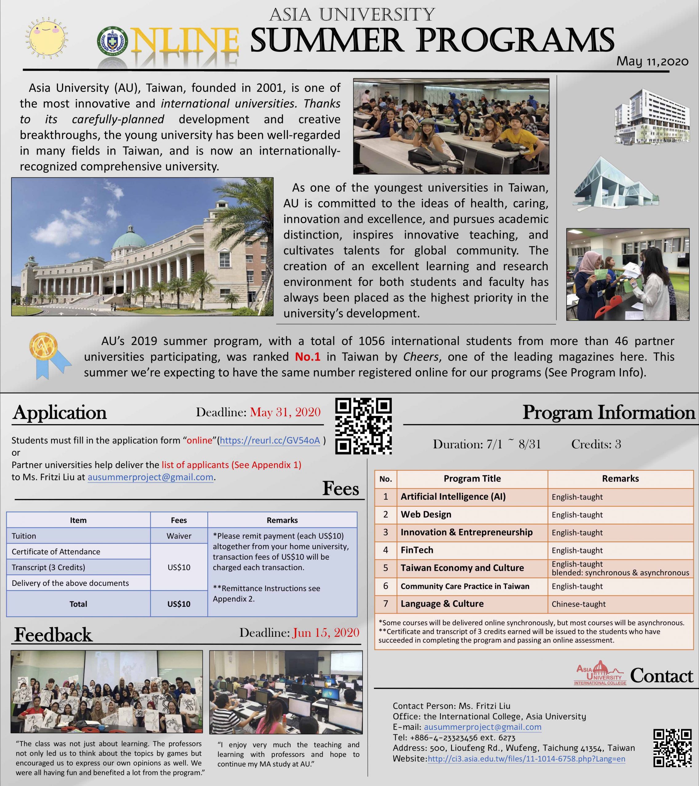 Online Summer Programs – Asia University – Diponegoro International Office